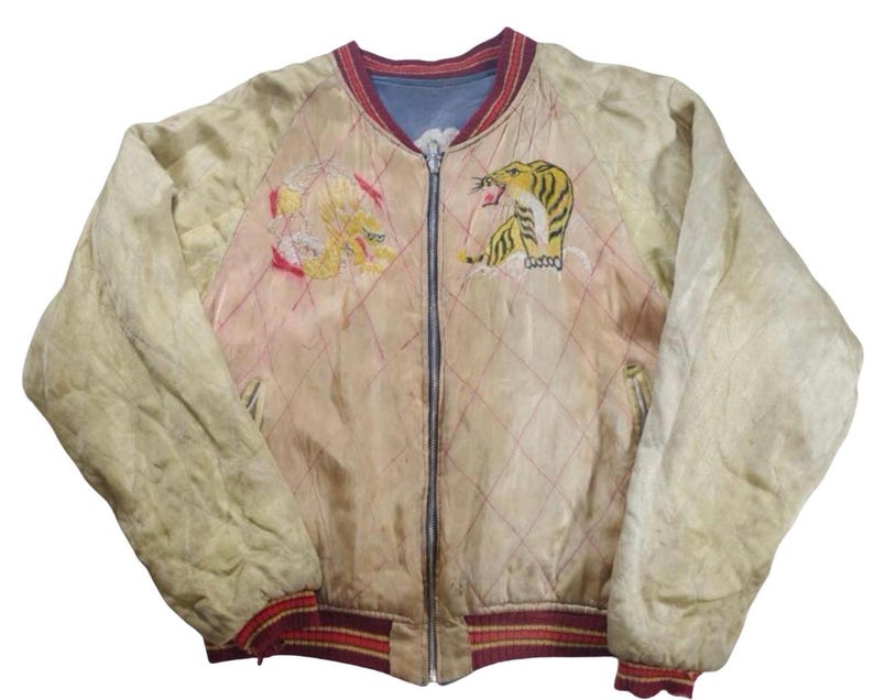 1940s 1950s SUPER VINTAGE Japanese Japan Blue Yellow Tiger Tora ...