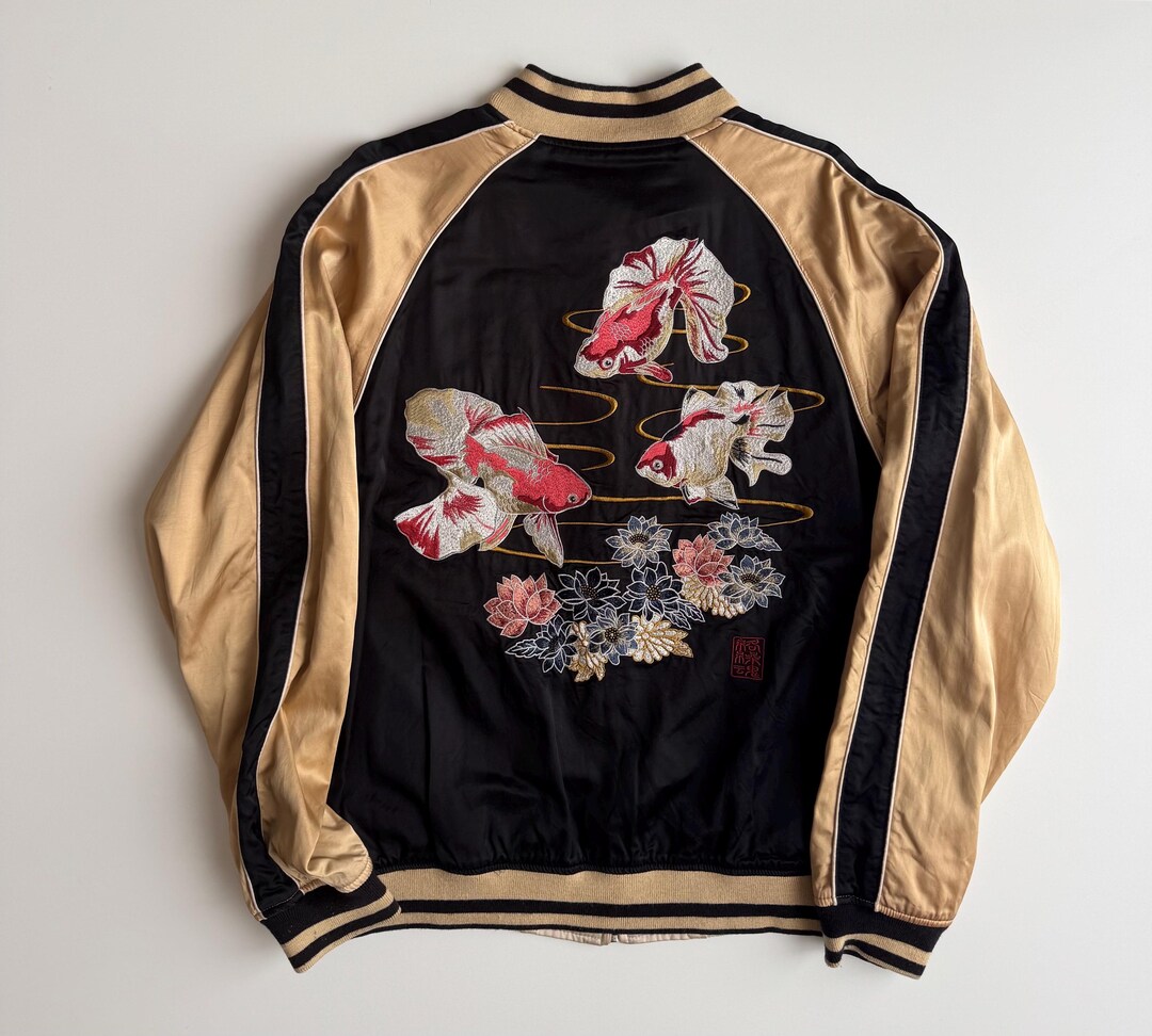 Badass X Cute Vintage Reversible Sukajan | Goldfish Kingyo & Lotus ...