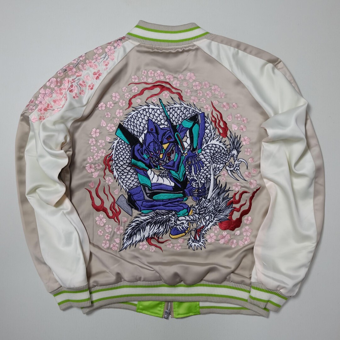 Japanese NERV Evangelion EVA Unit-01 × Dragon Embroidered Sukajan ...