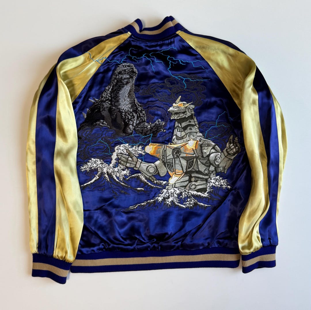 Vintage Sukajan Jacket Godzilla Vs Mechagodzilla Embroidered Souvenir ...