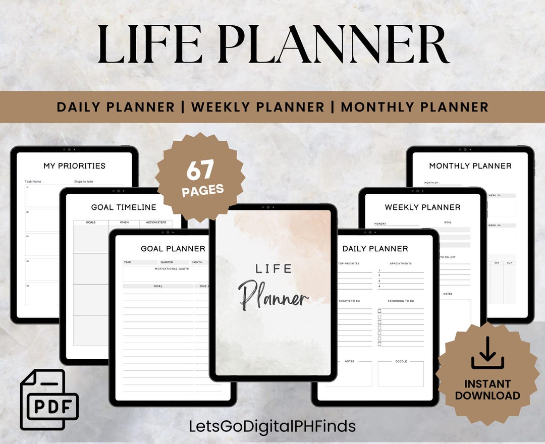 Life Planner Printable A4, Daily Weekly Monthly Organizer, Goal Setting ...
