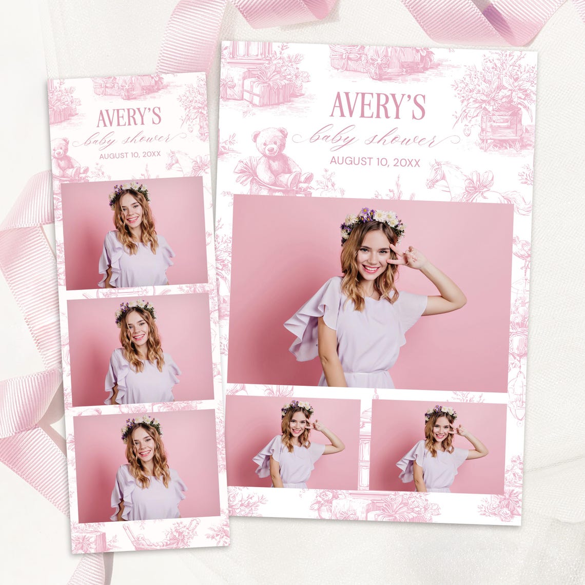 Toile Baby Shower Photobooth Template French Toile De Jouy Photo Booth ...
