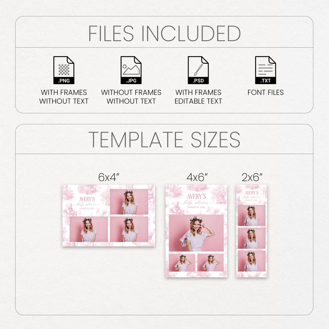 Toile Baby Shower Photobooth Template French Toile De Jouy Photo Booth ...