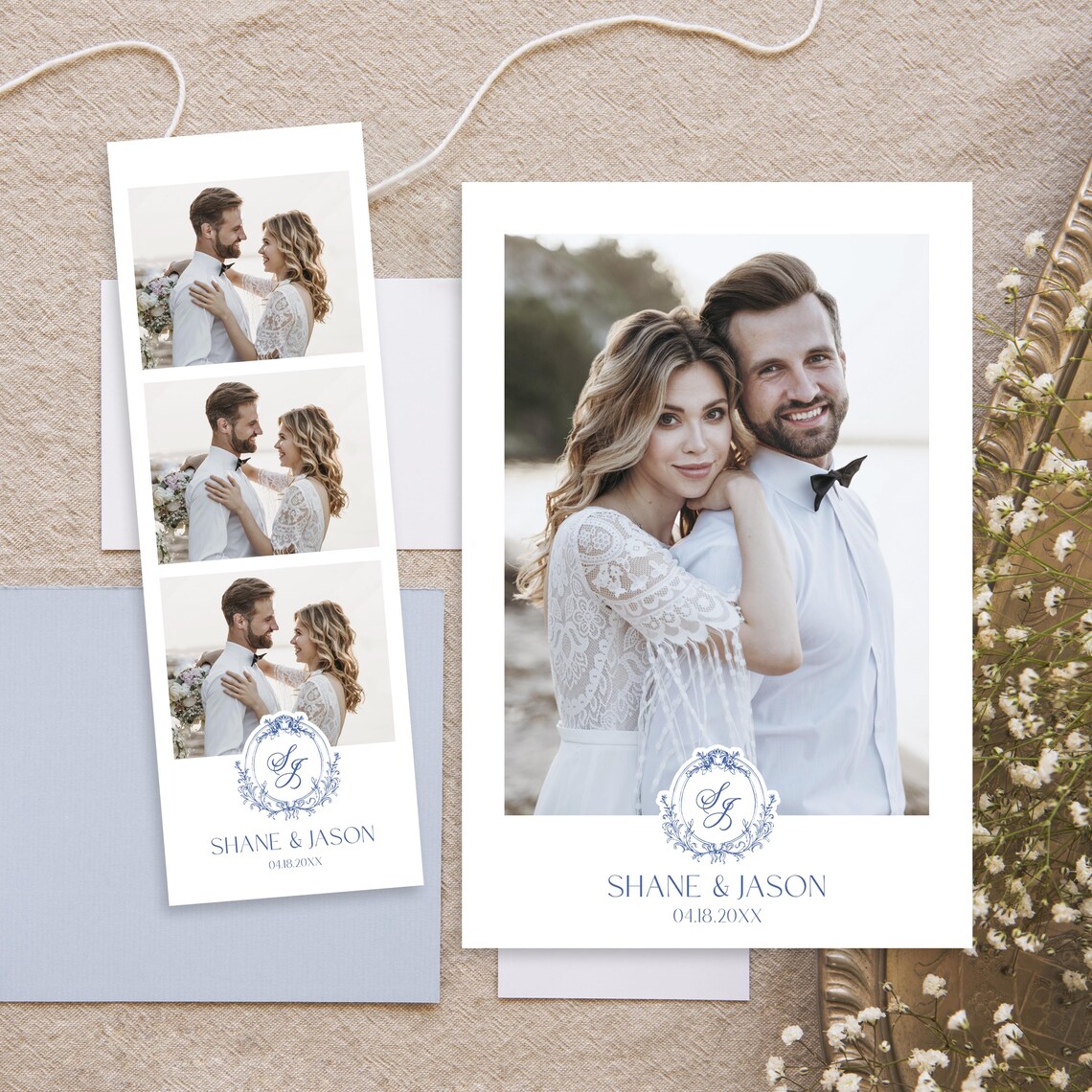 Vintage Crest Photobooth Template Classic Monogram Photo Booth Overlay ...