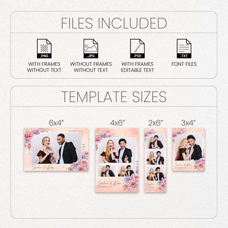 Spring Garden Photobooth Template Watercolor Floral Wedding Photo Booth ...