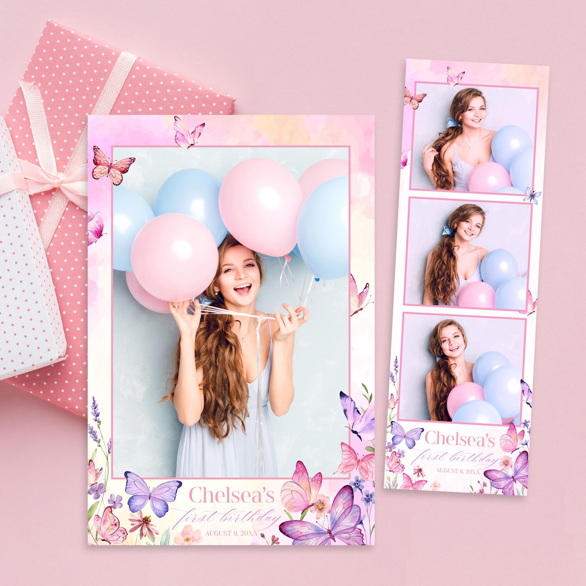 Pastel Butterfly Photobooth Template Enchanted Frame Editable Whimsical ...