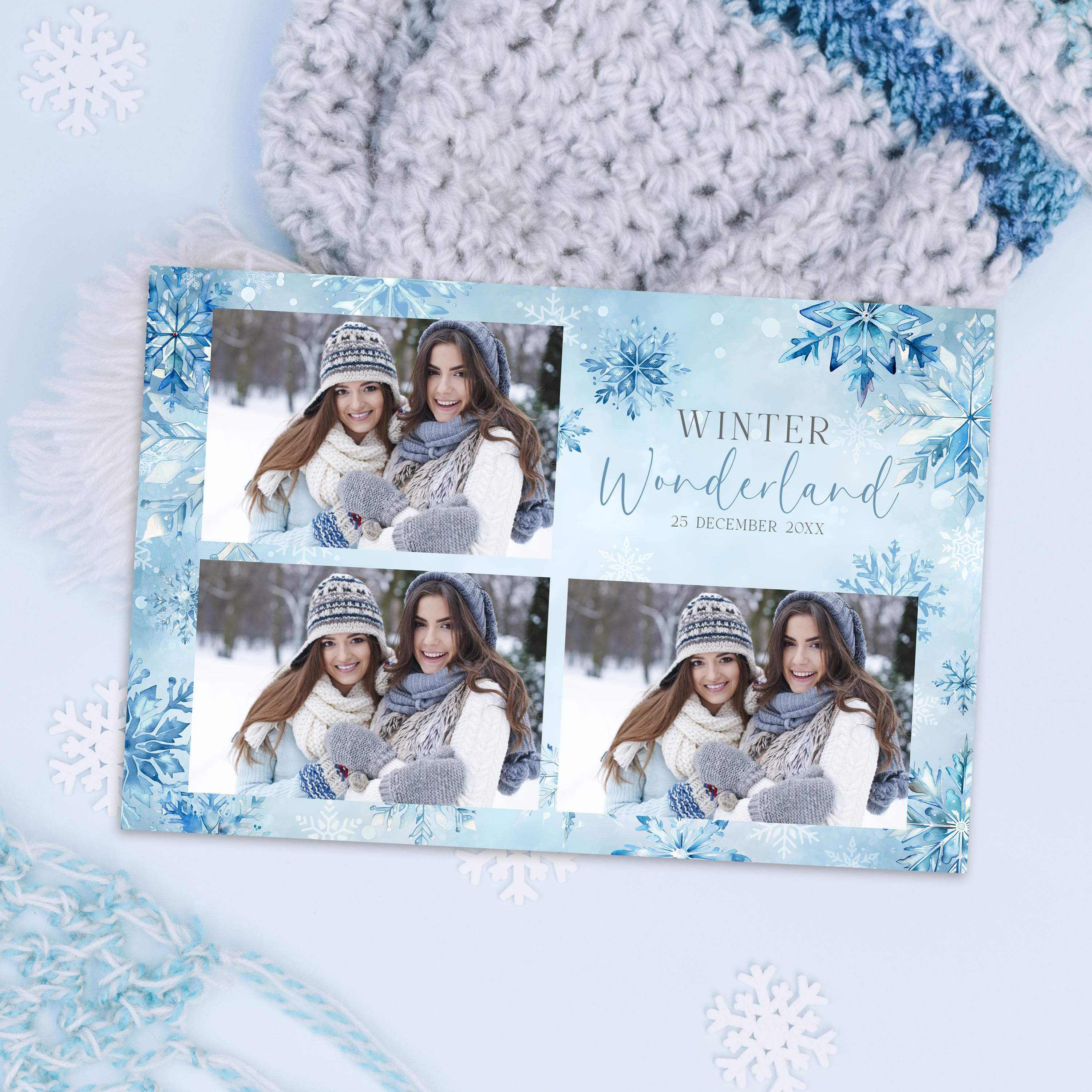 Winter Wonderland Photo Booth Template Christmas Snowflake Overlay ...