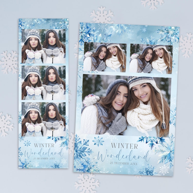 Winter Wonderland Photo Booth Template Christmas Snowflake Overlay ...