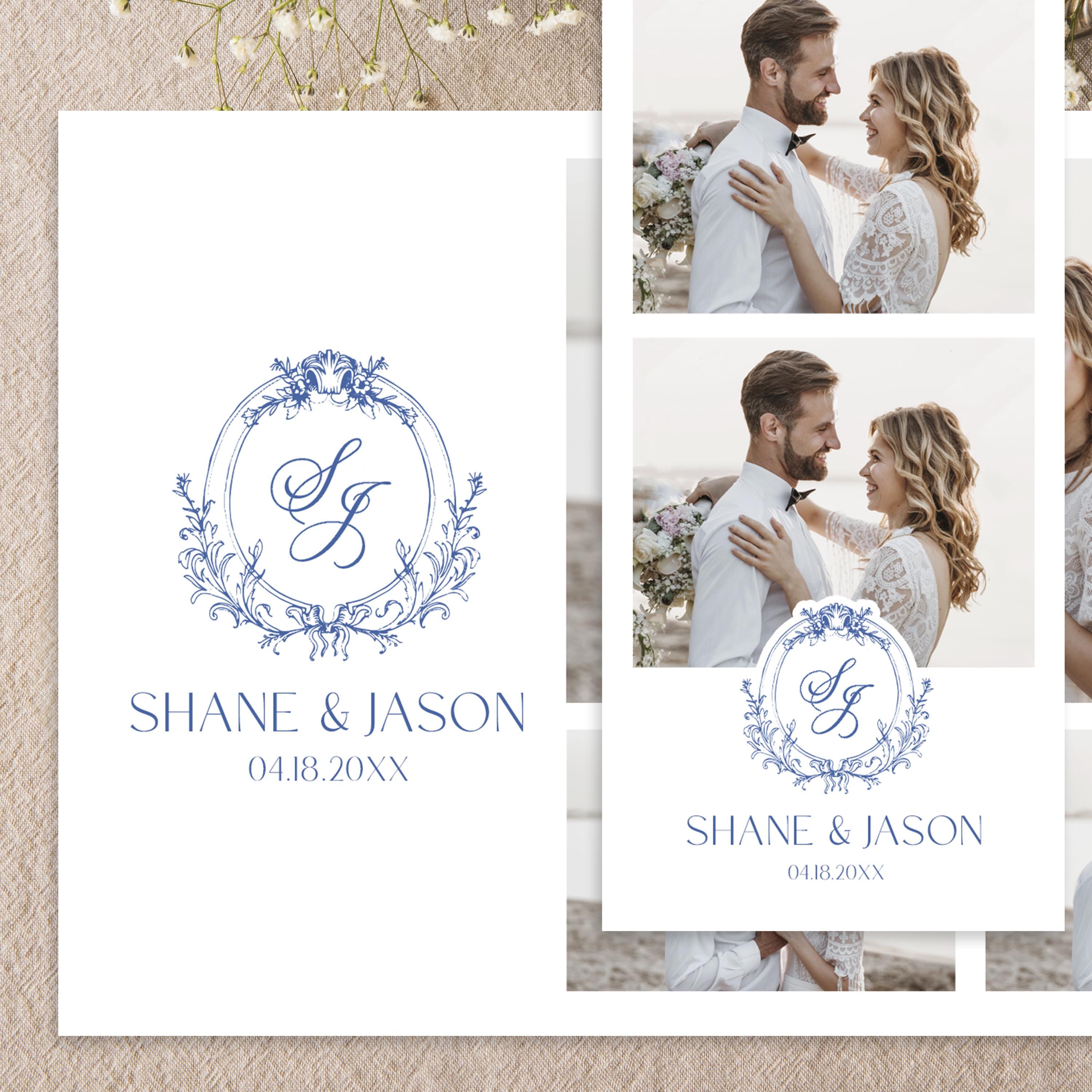 Vintage Crest Photobooth Template Classic Monogram Photo Booth Overlay ...