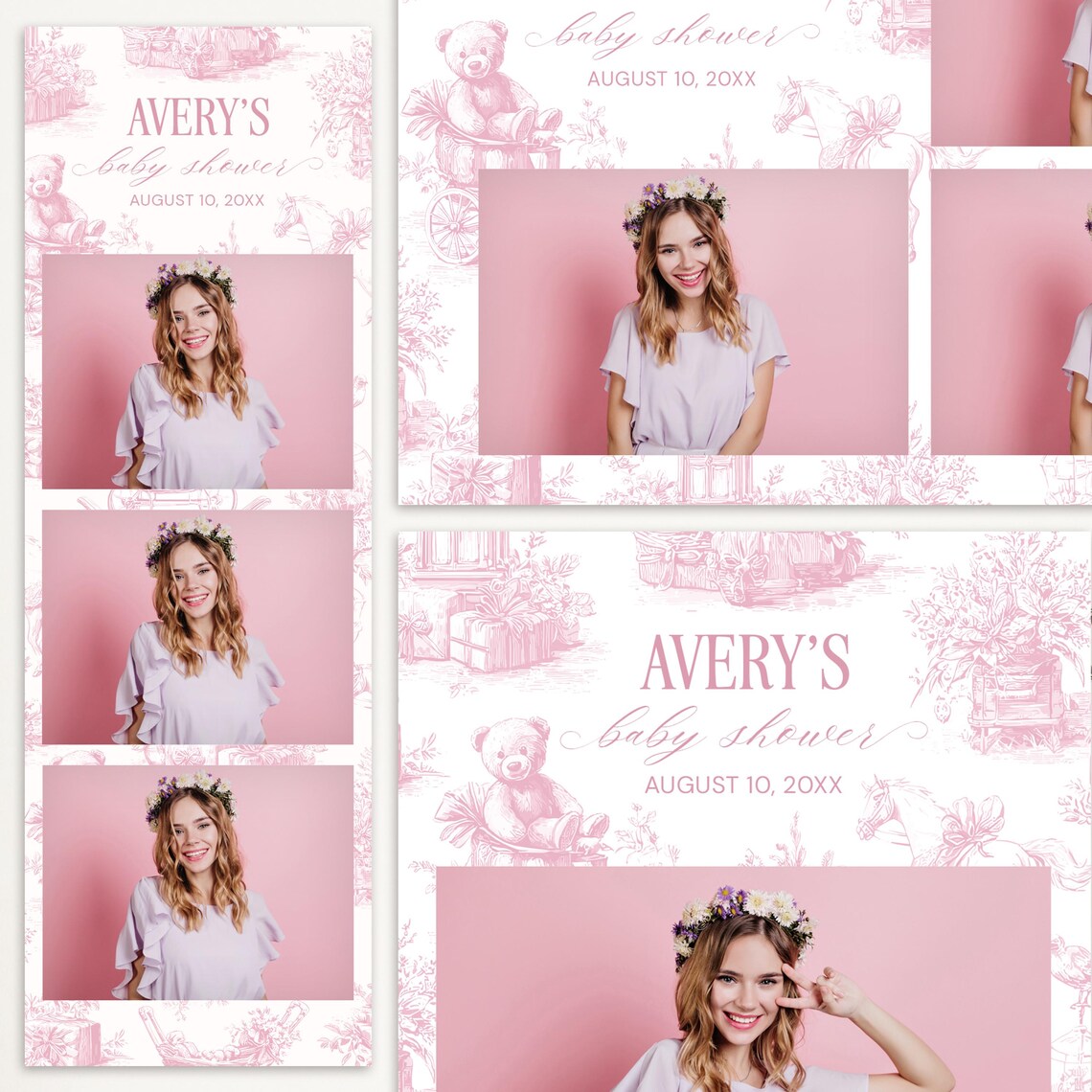 Toile Baby Shower Photobooth Template French Toile De Jouy Photo Booth ...