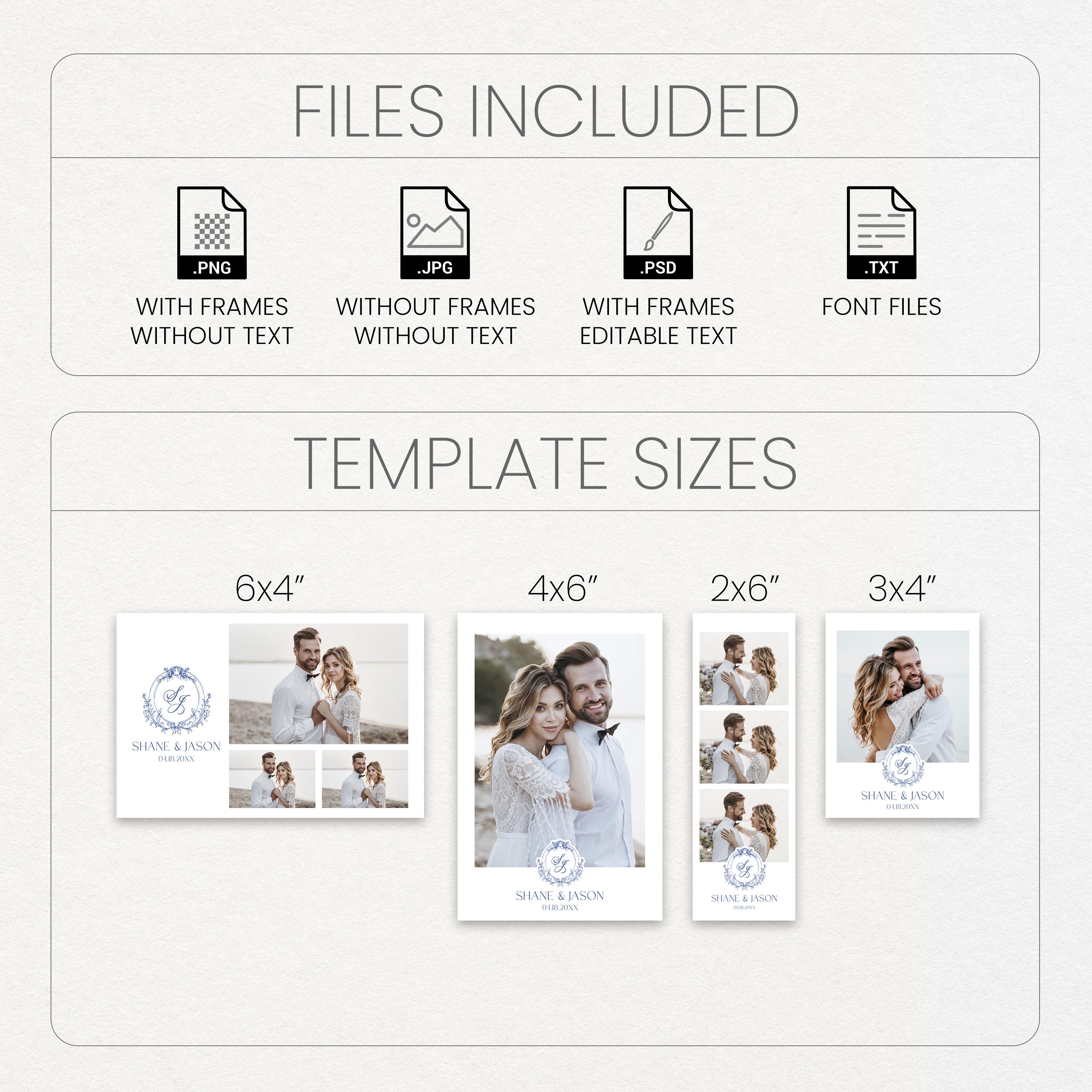 Vintage Crest Photobooth Template Classic Monogram Photo Booth Overlay ...