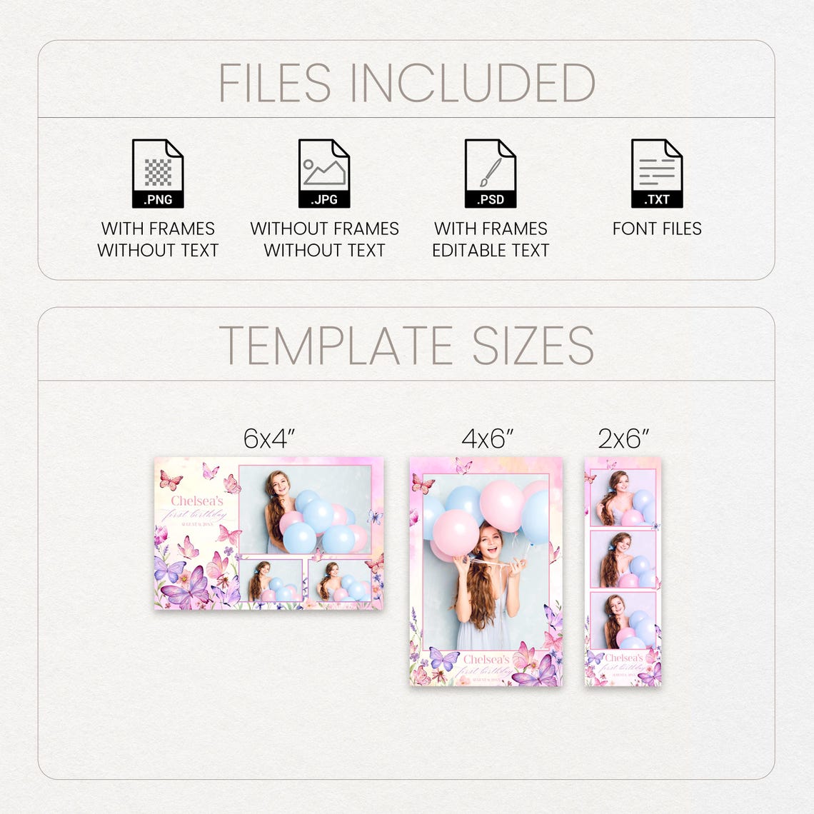 Pastel Butterfly Photobooth Template Enchanted Frame Editable Whimsical ...