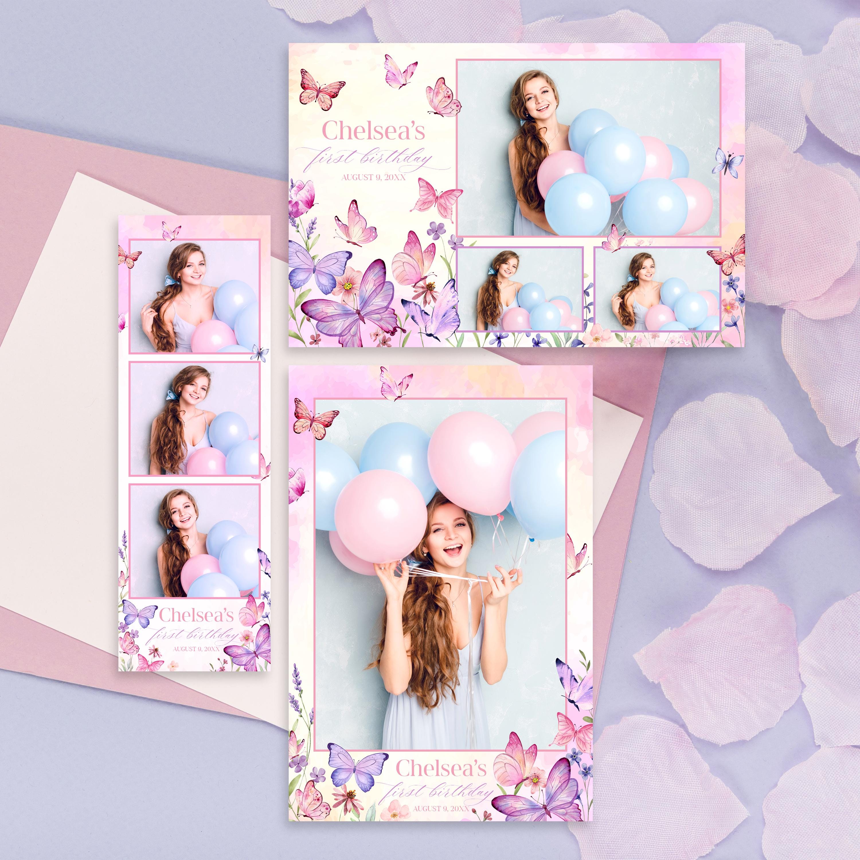 Pastel Butterfly Photobooth Template Enchanted Frame Editable Whimsical ...