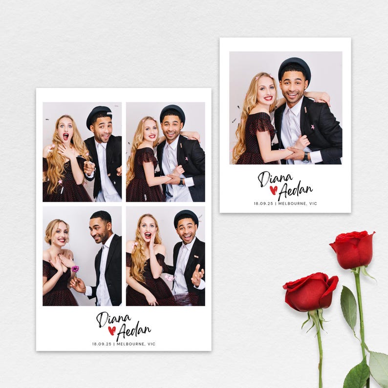 Minimalist Heart Photo Booth Wedding Template Editable Photobooth ...