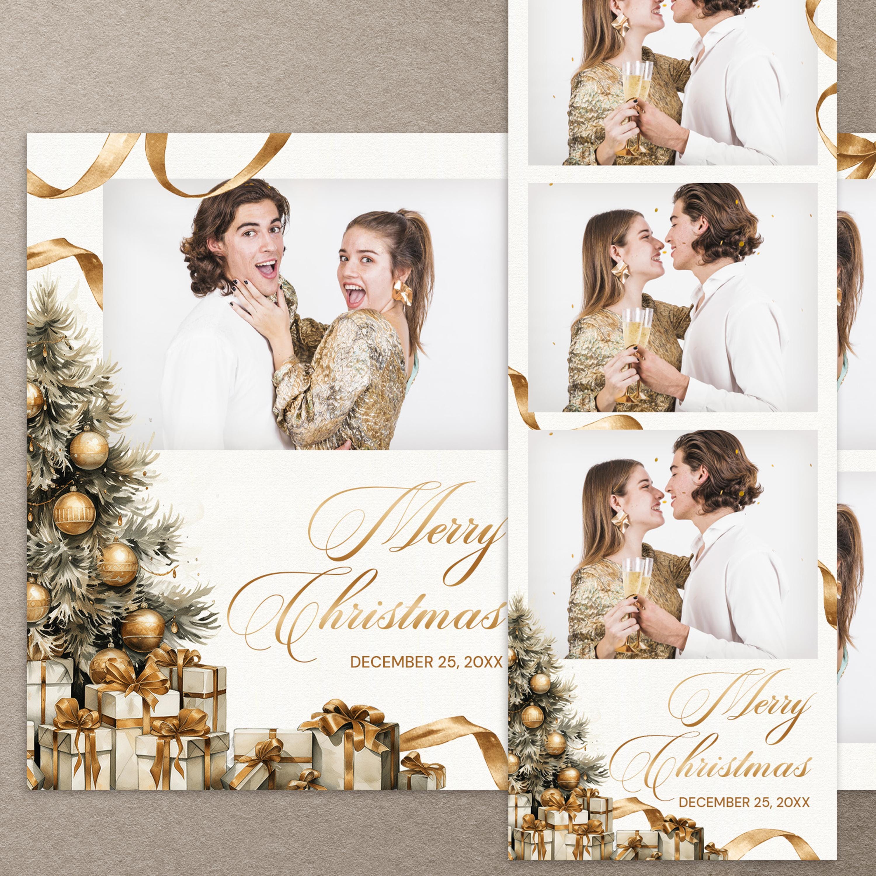 Gold Christmas Tree Photobooth Template Gold Bows Christmas Photo Booth ...