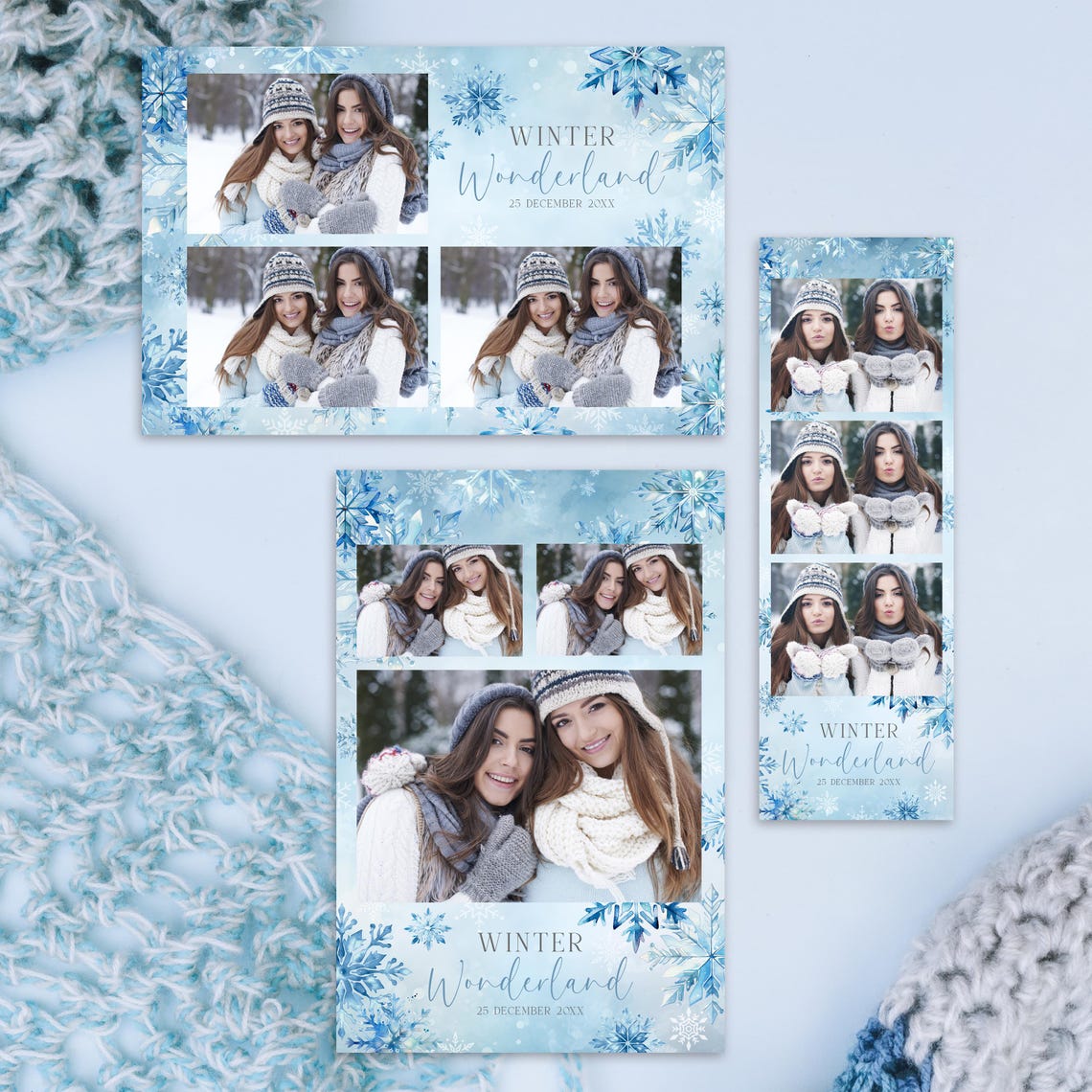 Winter Wonderland Photo Booth Template Christmas Snowflake Overlay ...
