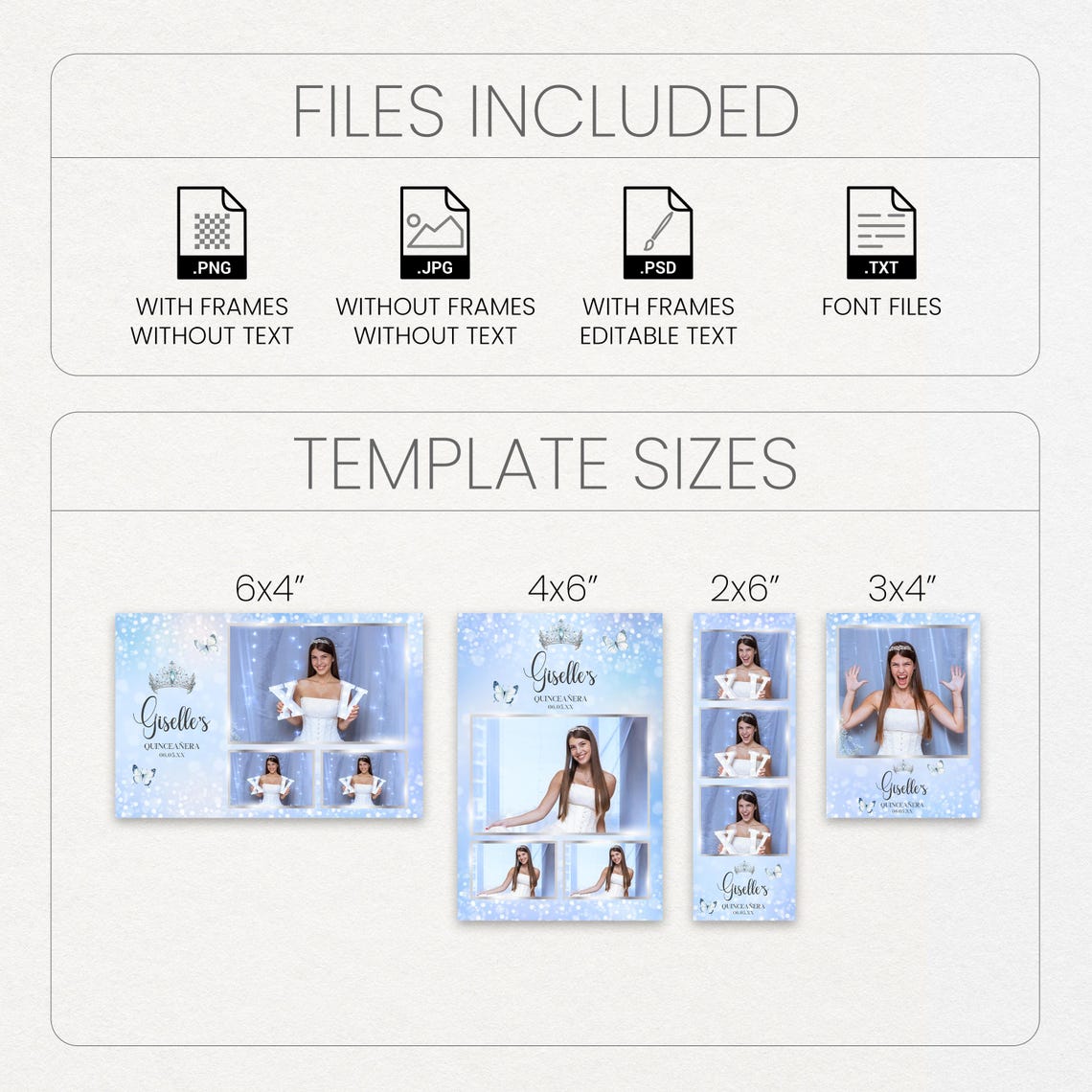 Blue Tiara Photobooth Template Quinceañera Princess Photo Booth ...