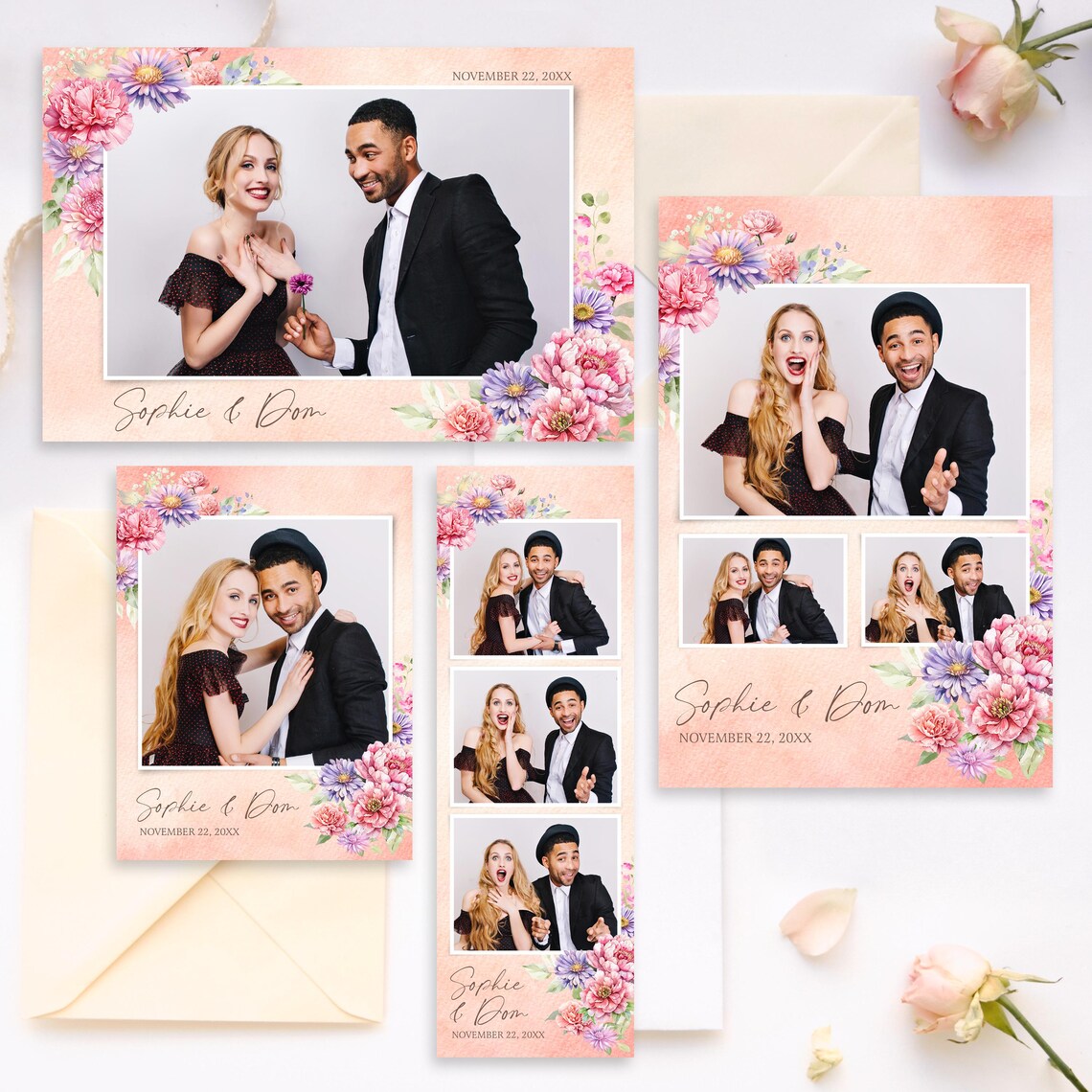 Spring Garden Photobooth Template Watercolor Floral Wedding Photo Booth ...