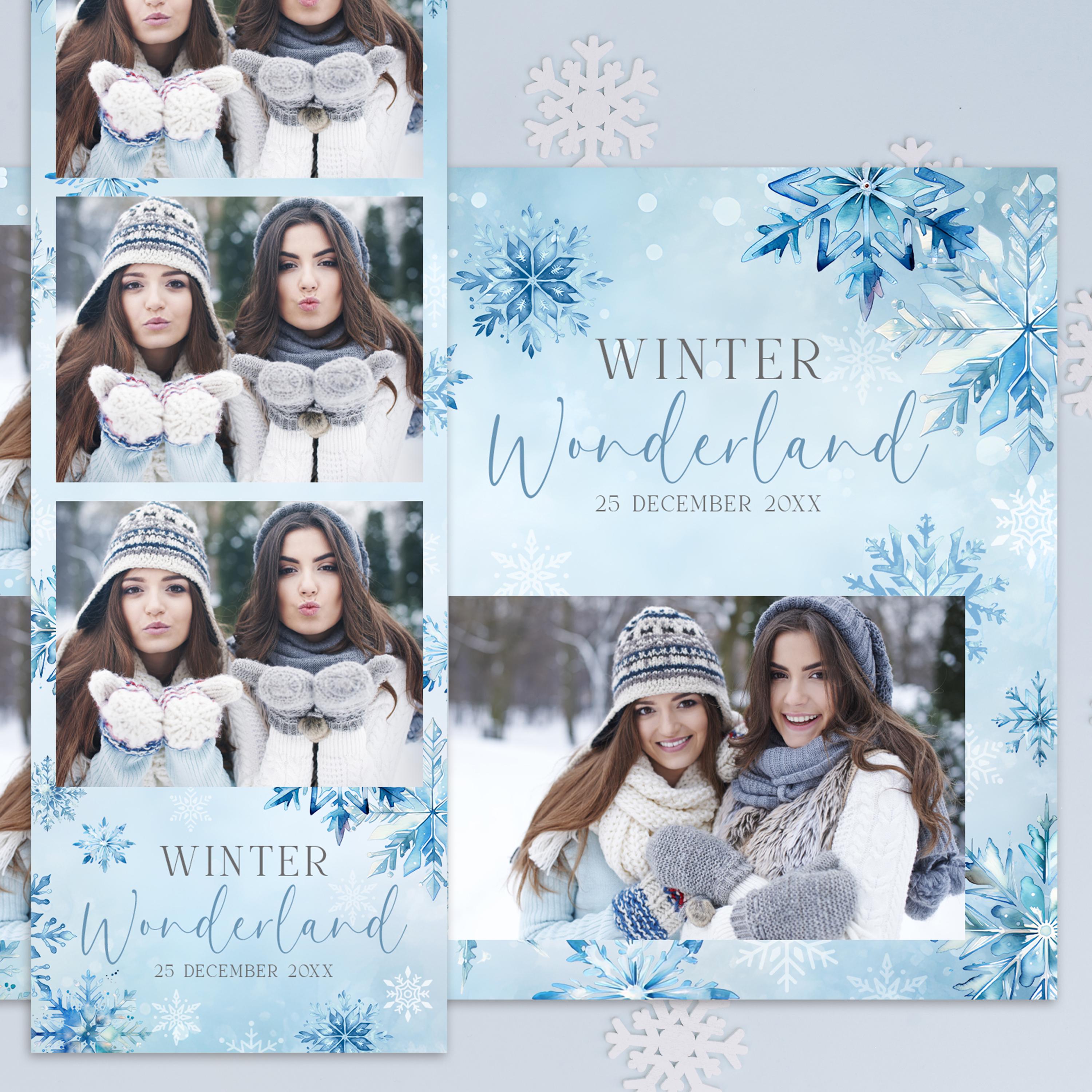 Winter Wonderland Photo Booth Template Christmas Snowflake Overlay ...