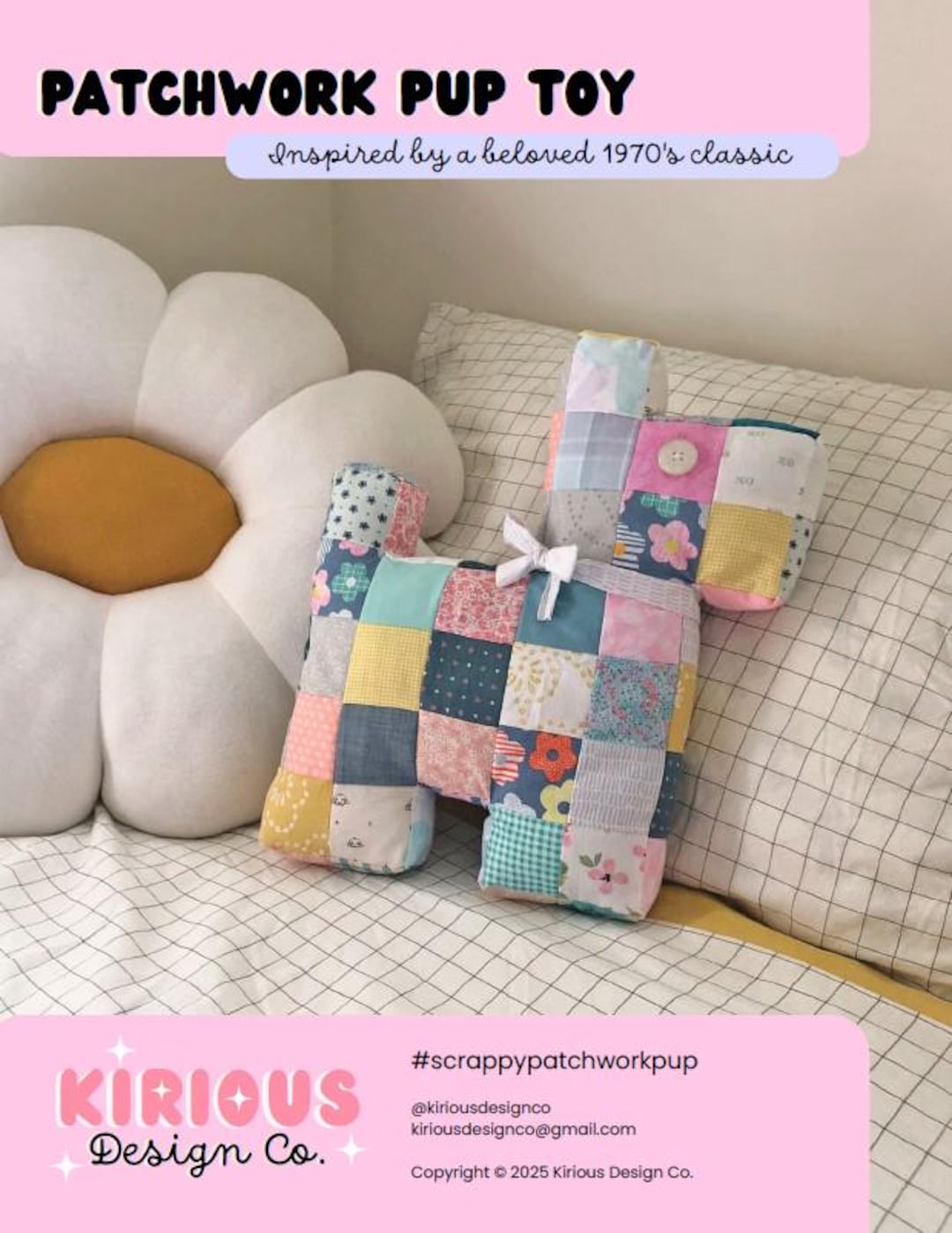Patchwork Dog Quilt Sewing Pattern: 1970s Vintage Style (digital ...