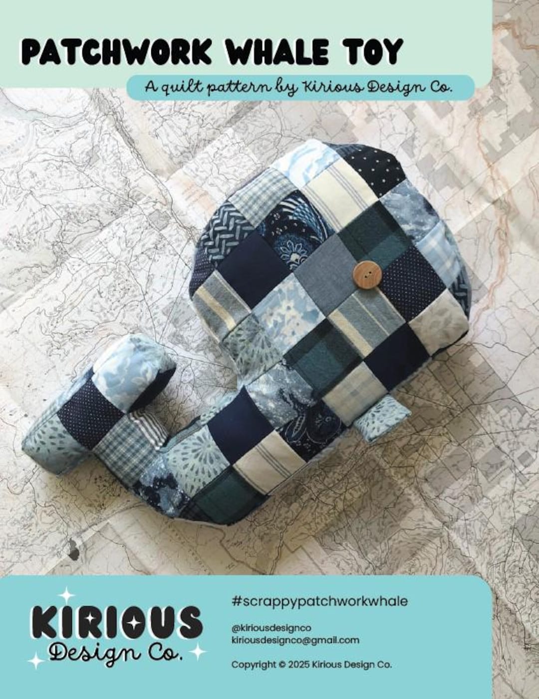 Patchwork Whale Quilt Sewing Pattern: DIY Scrap Fabric Soft Toy ...