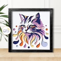 3D Cat Shadow Box SVG Template: Cricut, Silhouette, Paper Cut (digital ...