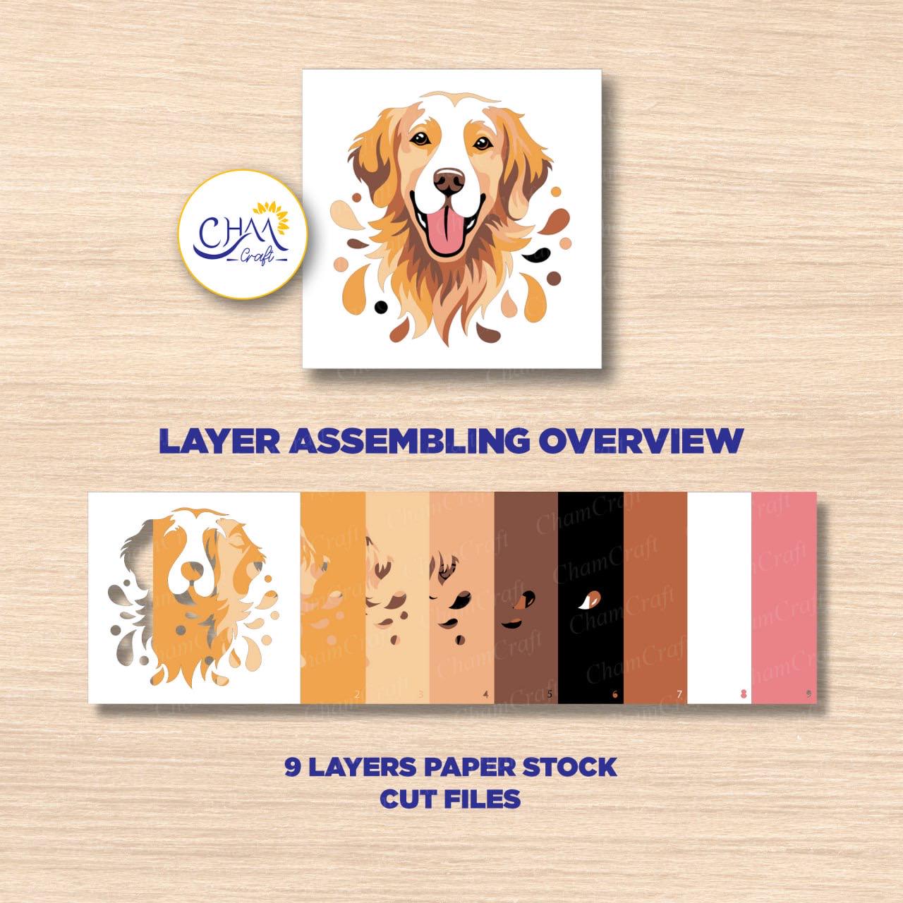 3D Golden Retriever Shadow Box SVG, 3D Dog SVG, Shadow Box Template, 3D ...