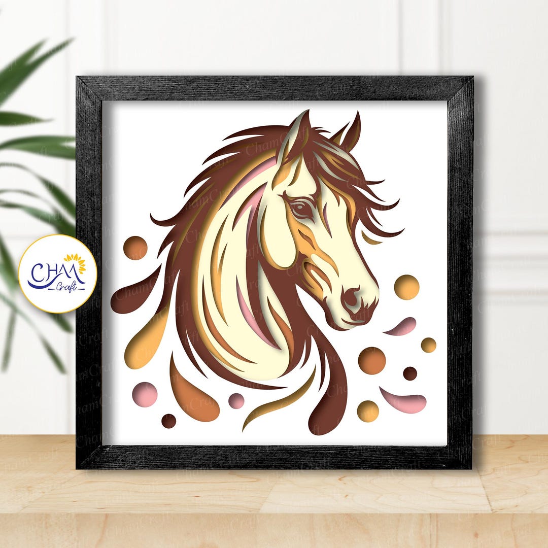 3D Horse Shadow Box SVG, 3D Horse SVG, Shadow Box Template, 3D Layered ...
