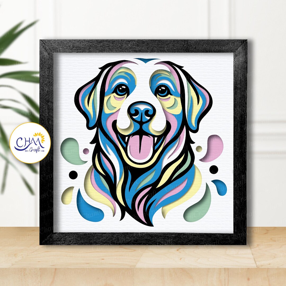 3D Labrador Retriever Shadow Box SVG: Dog Layered Paper Cut Template ...