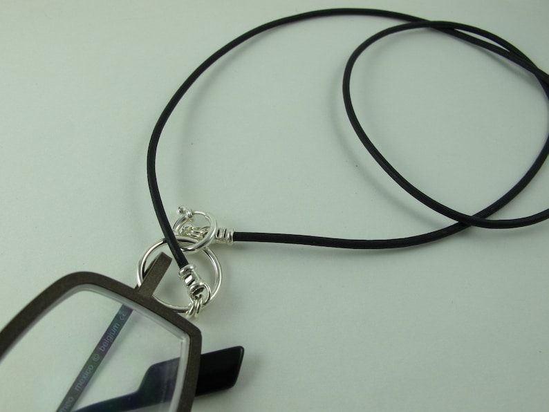 Eyeglasses Holder Sterling Silver Loop Clasp Crimps On Greek Leather Neck Cord Readers