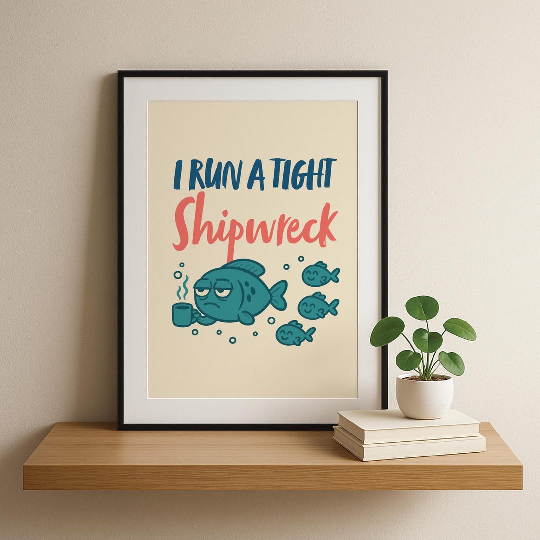 Funny Mom Print: Tired Fish With Coffee (digital Download) - Etsy