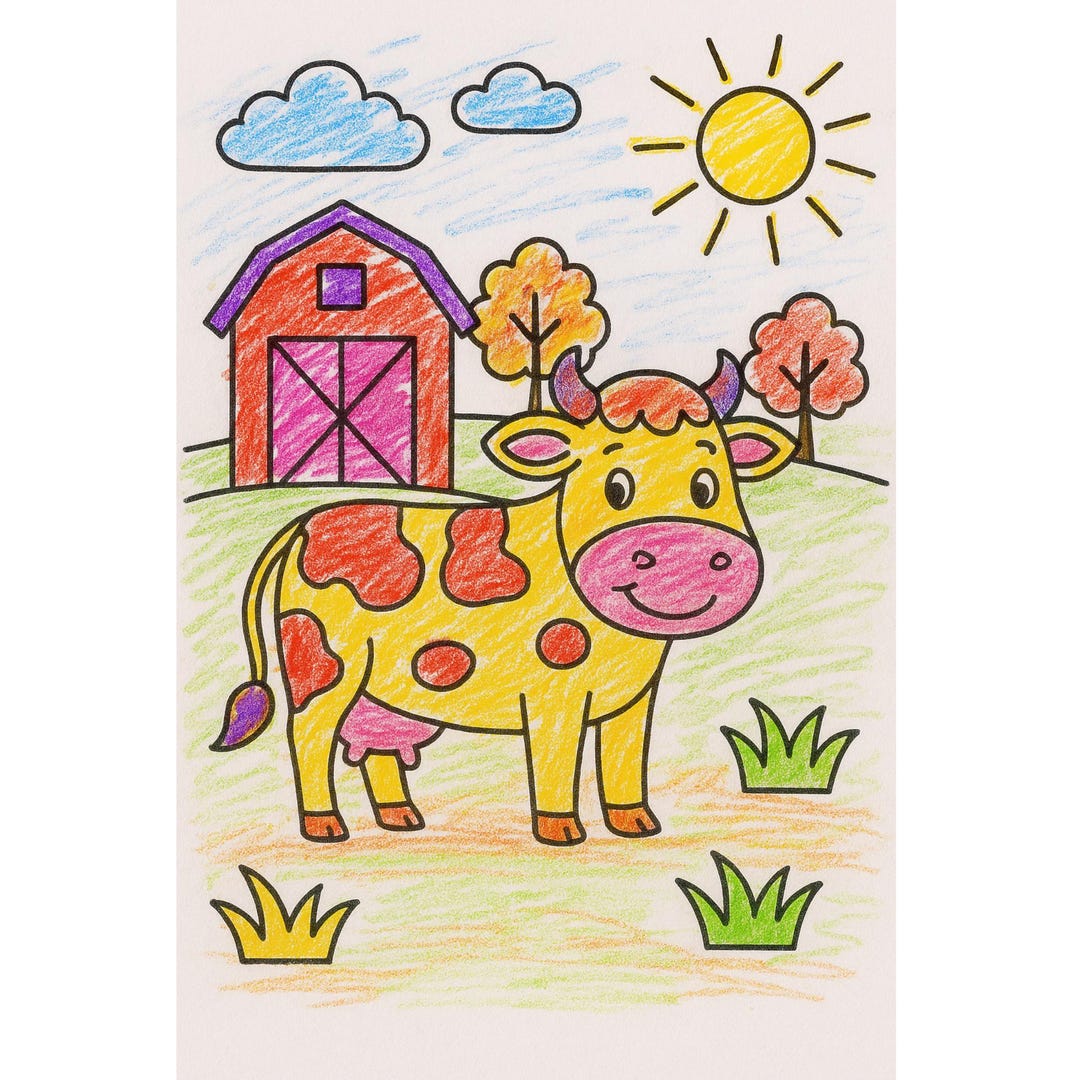 Cute Cow Farm Coloring Page for Kids – Printable A4 PDF, JPEG & PNG ...