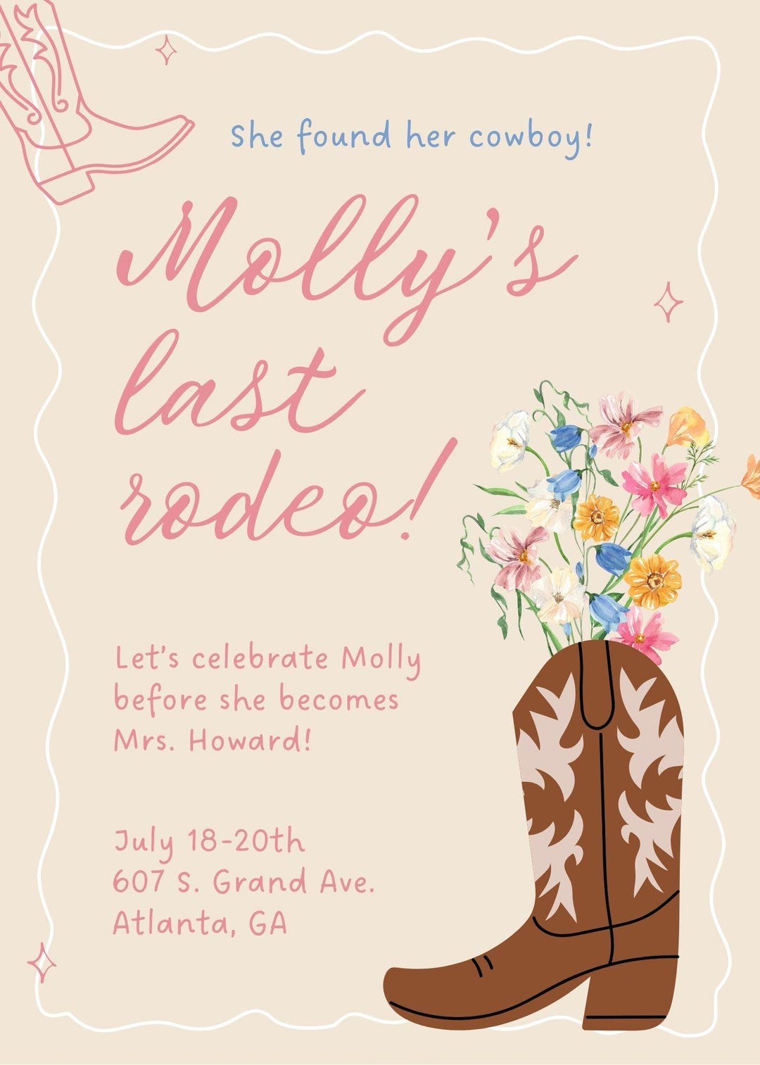 Last Rodeo Bachelorette Party Invitation and Itinerary - Etsy