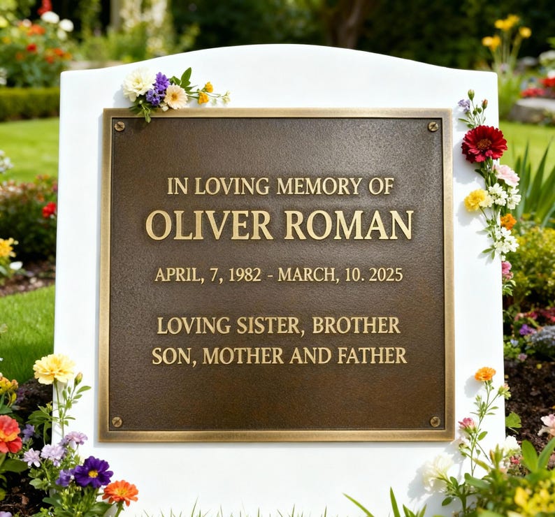 Memorial Nameplate – Custom Bronze or Brass Plaque, Personalized Grave ...