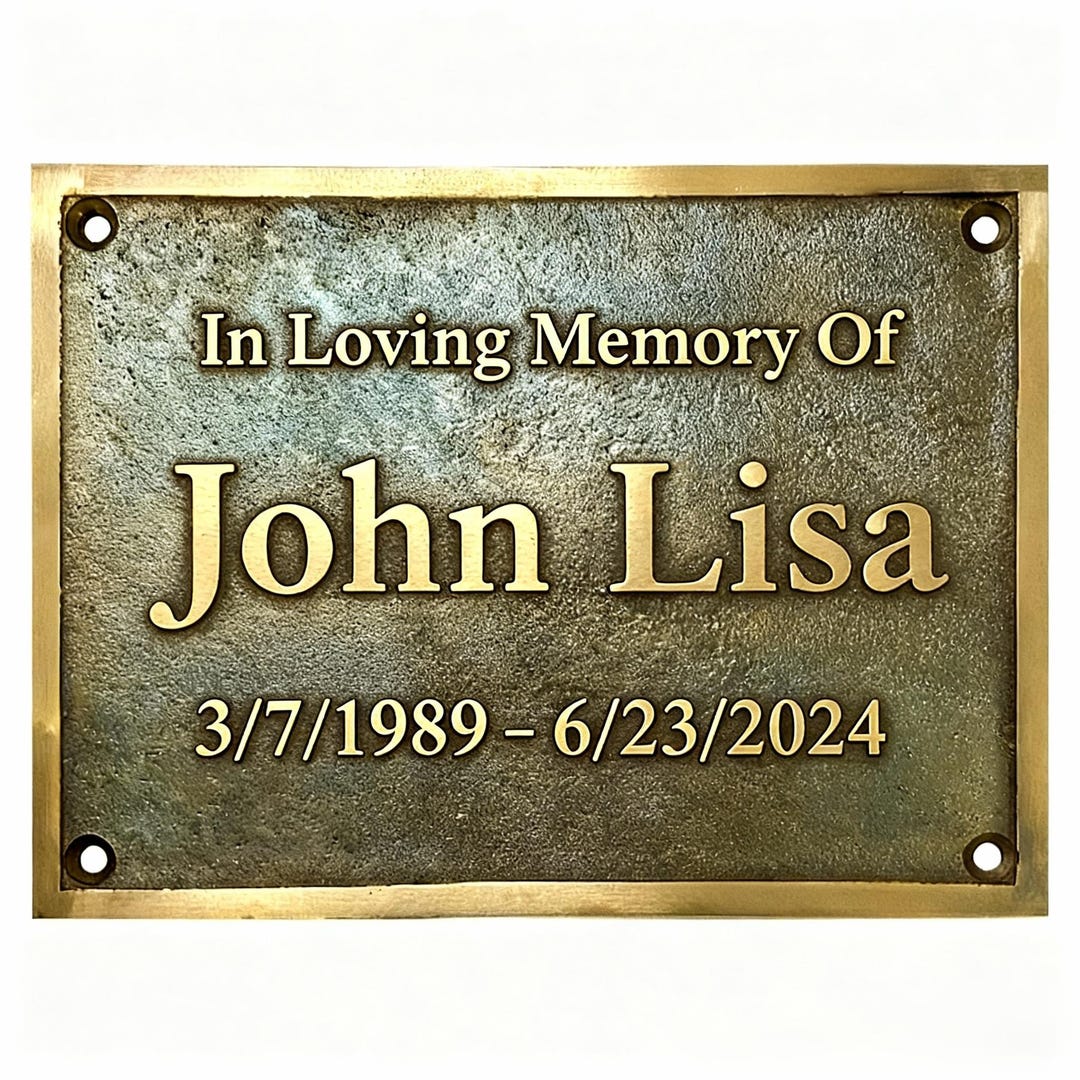 Custom Memorial Brass Plaque – Personalized Cast Brass Name Plate ...
