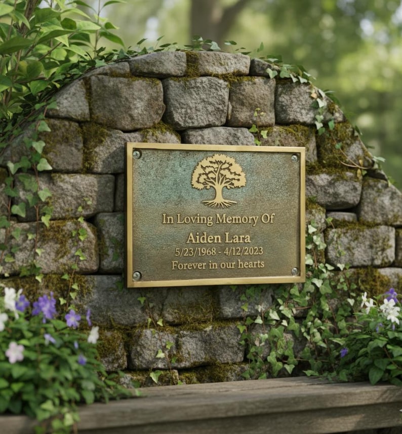 Custom Bronze Memorial Plaque – Personalized Grave Marker, Weatherproof ...