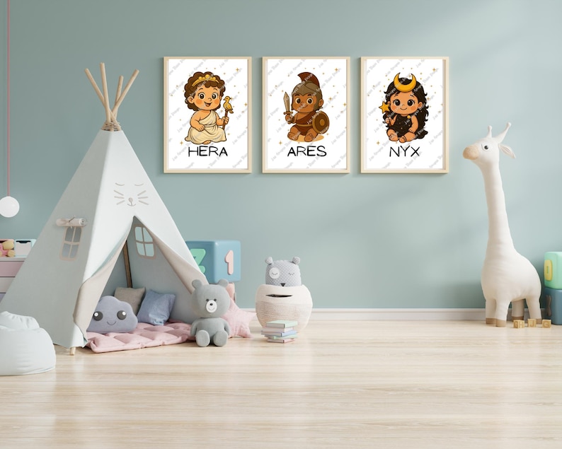 Greek Mythology Baby Nursery Wall Art - Set of 12 Printable God ...