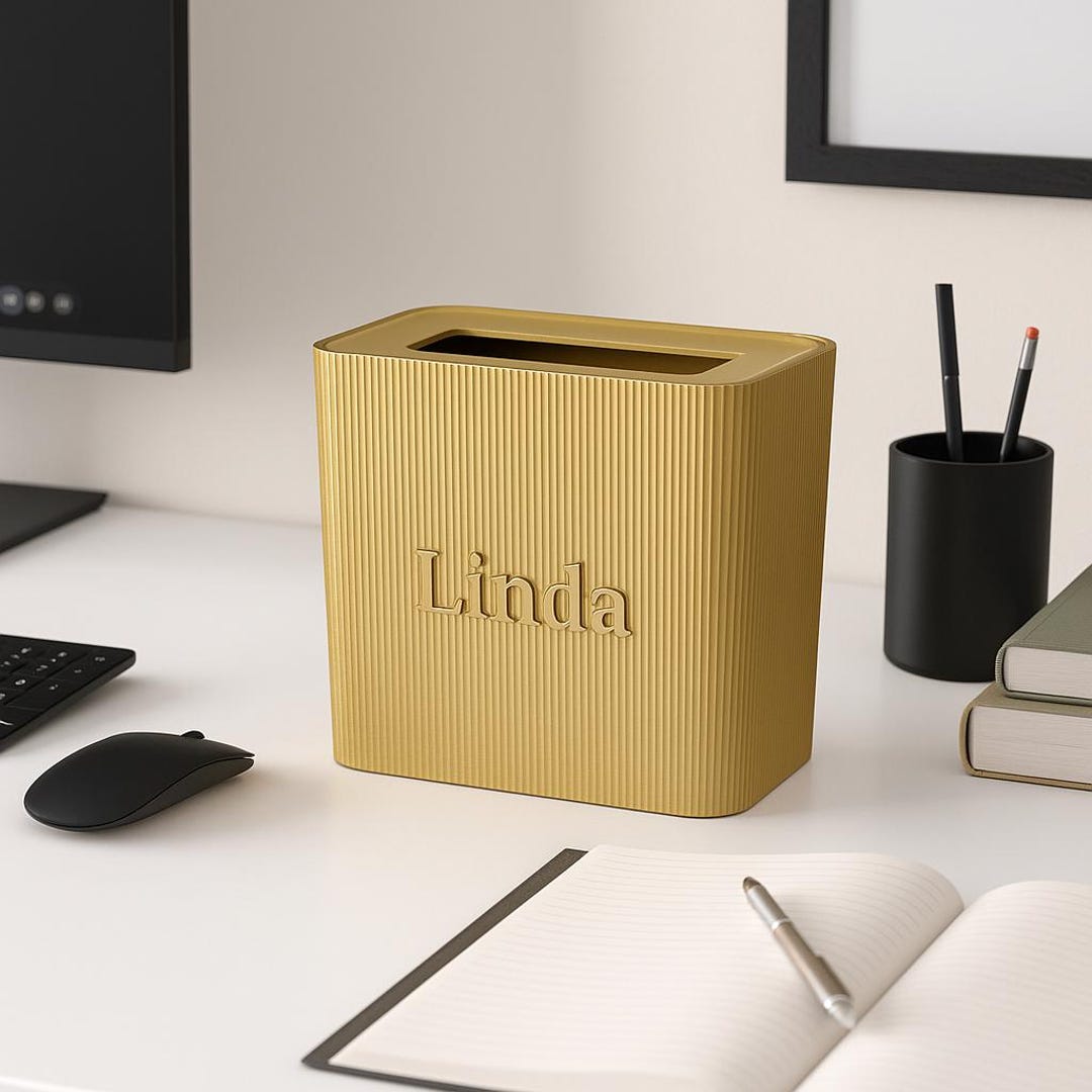 Sleek Ribbed Desk Bin | Modern Minimalist Office Wastebasket | Small ...