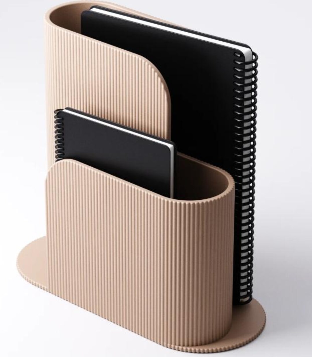 Minimalist Ribbed Desk Organizer 3D Printed Modern File & Notebook Duel ...