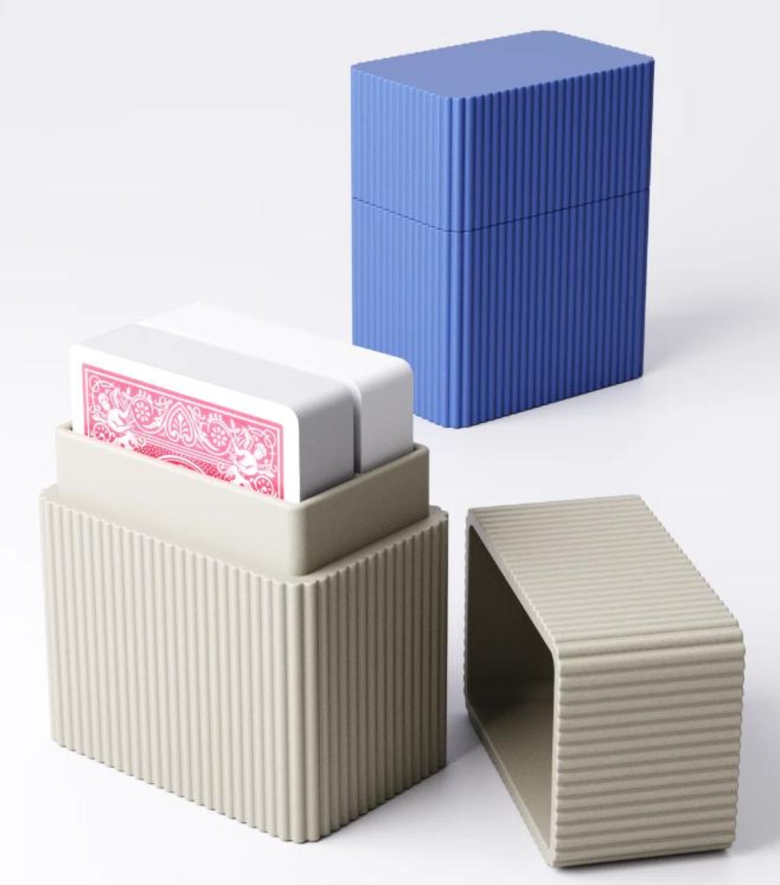 Premium 3D Printed Playing Card Deck Holder Ribbed Textured Case Fits ...