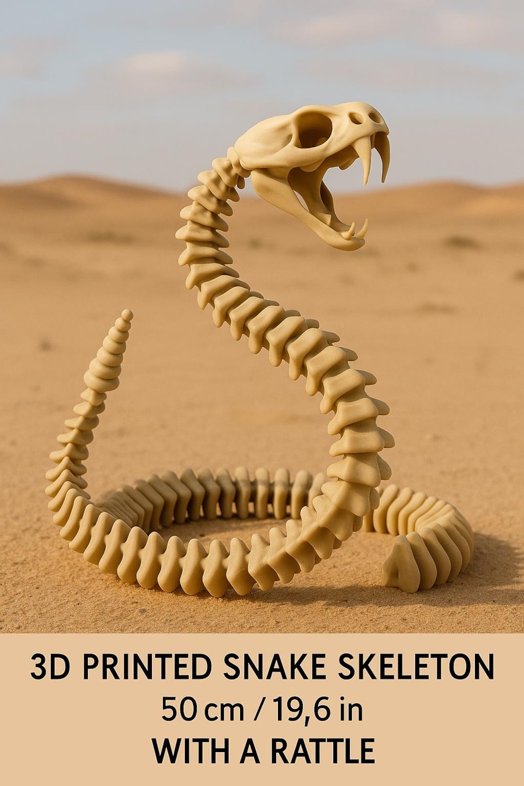 Articulated Rattlesnake Skeleton – 70cm Long | 3D Printed Poseable ...