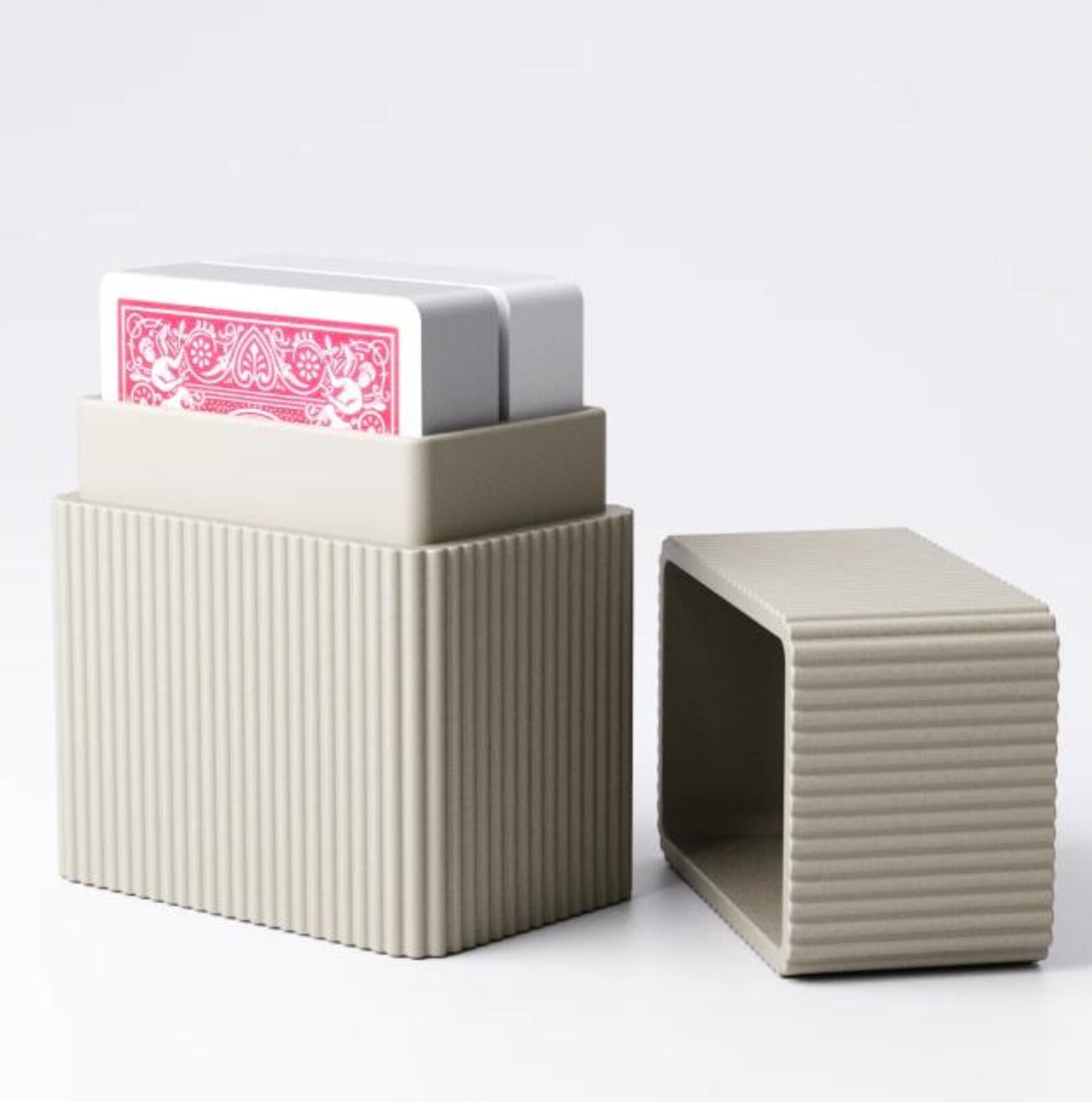 Premium 3D Printed Playing Card Deck Holder Ribbed Textured Case Fits ...