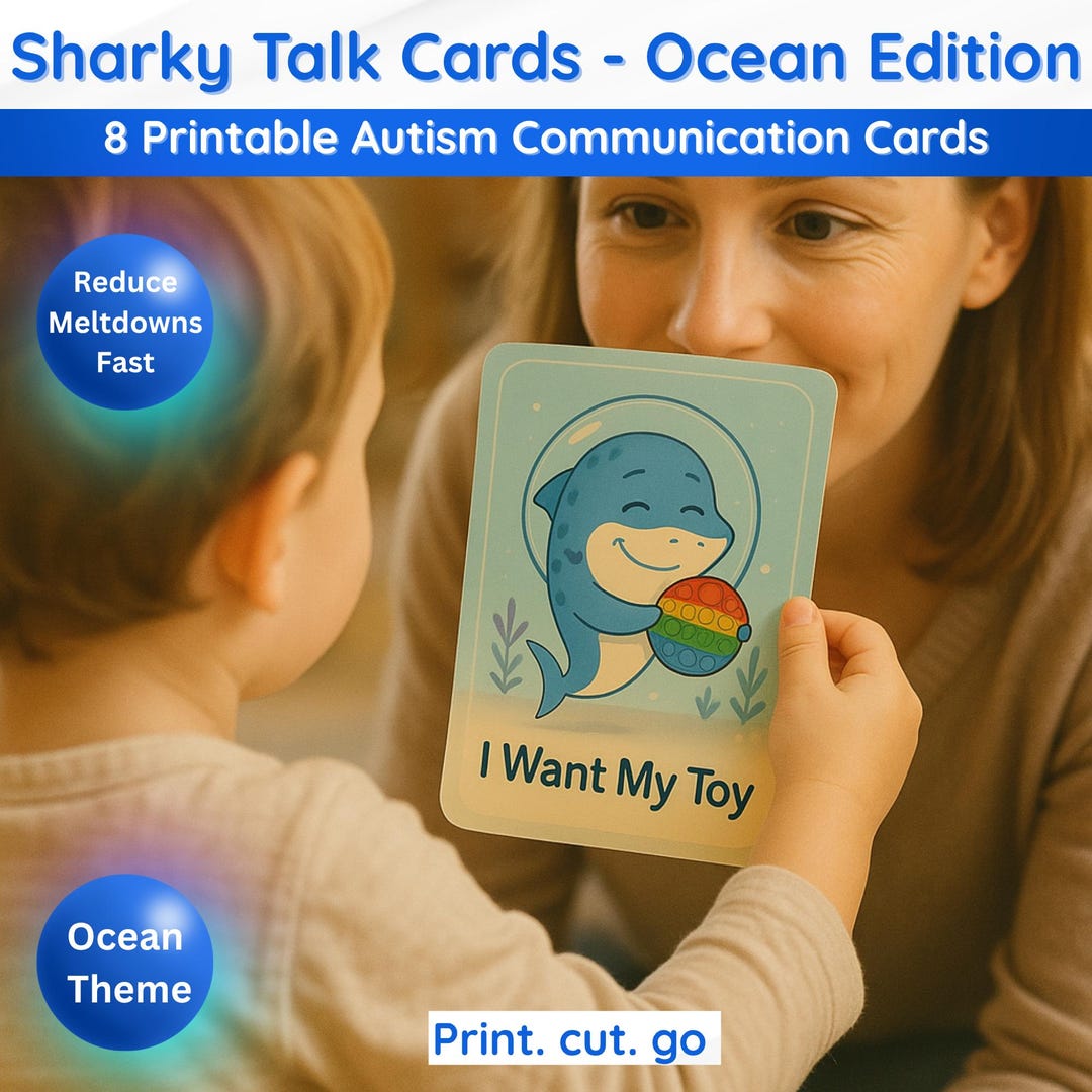 Autism Communication Cards for Kids | Sharky Ocean PECS | Printable SEN ...