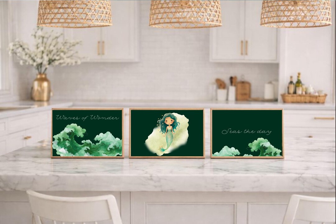 Waves of Wonder Mermaid Wall Art Set, 3 Piece Ocean Nursery Print - Etsy