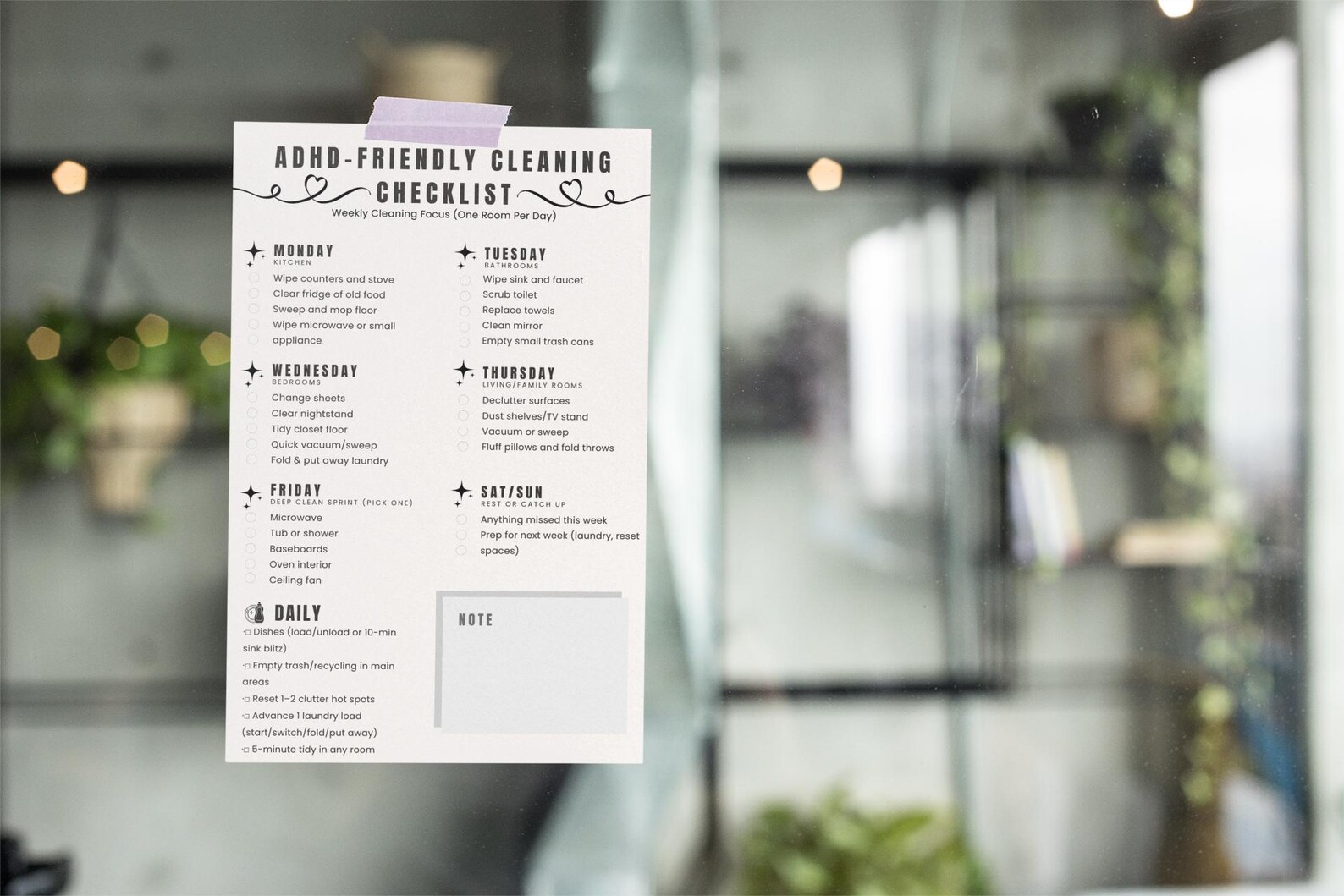 Adhd-friendly Cleaning Checklist – Printable Weekly Chore Chart ...