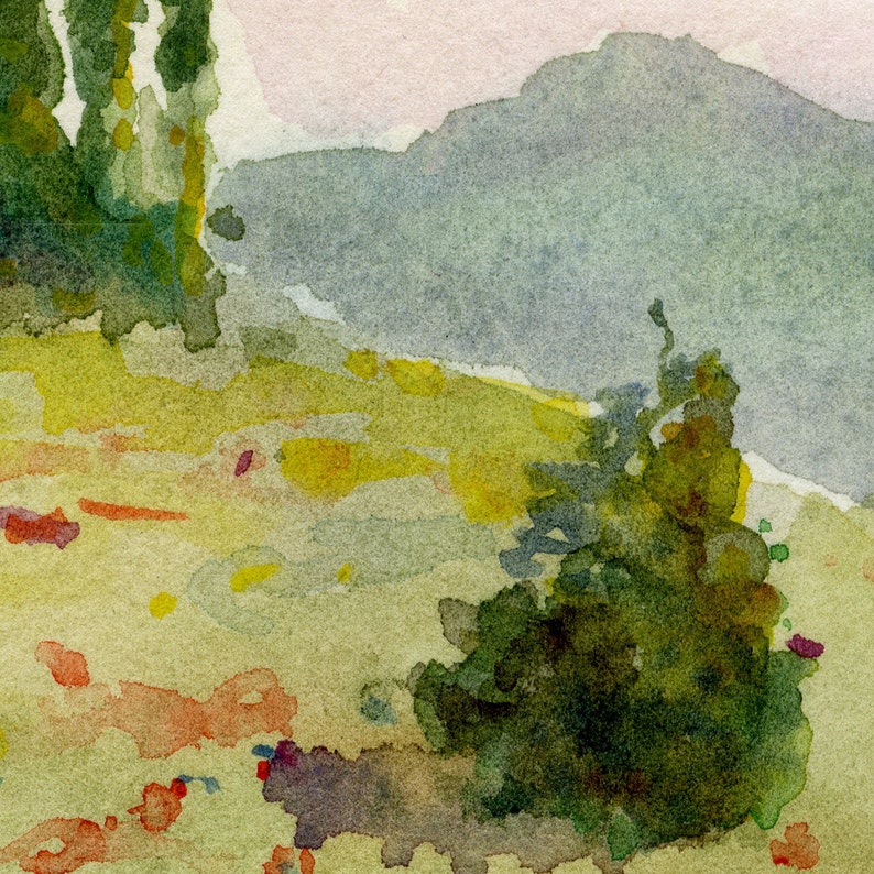 Italian Landscape Tuscan Spring Watercolor Print - Etsy