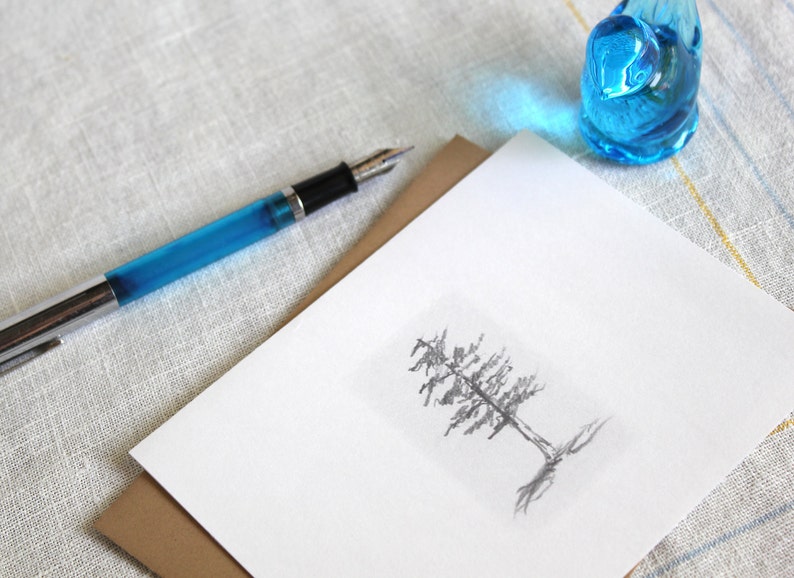 Card Set- Trees- Set of 8 Sketch Art Cards - Etsy