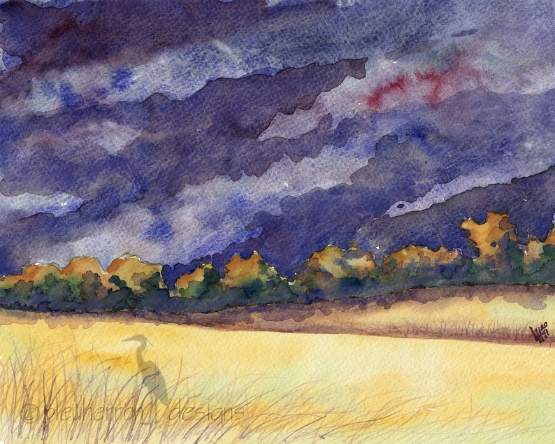Landscape Watercolor Harvest Storm Art Print - Etsy Canada