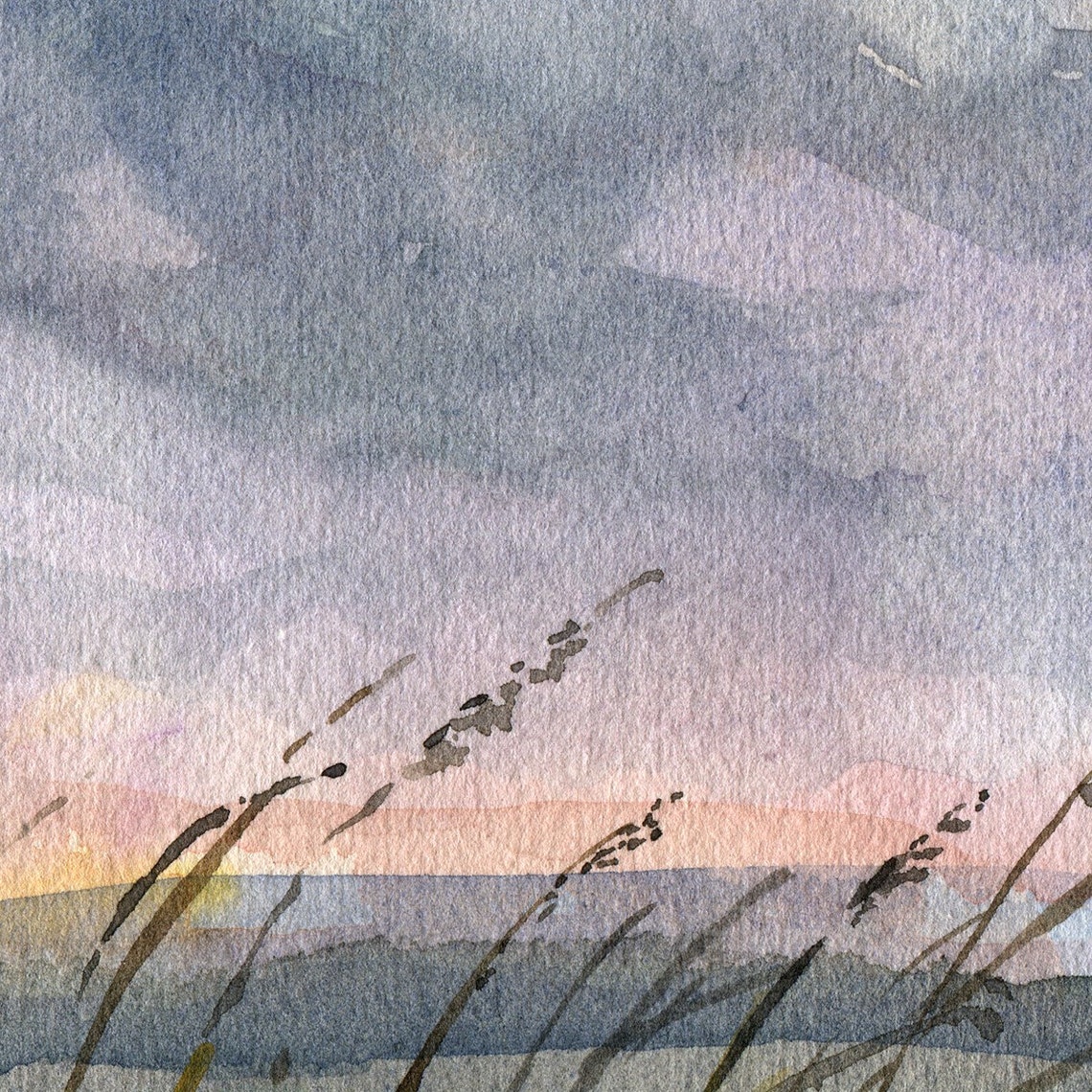 Watercolor Landscape- Prairie Sunset- Art Print - Etsy