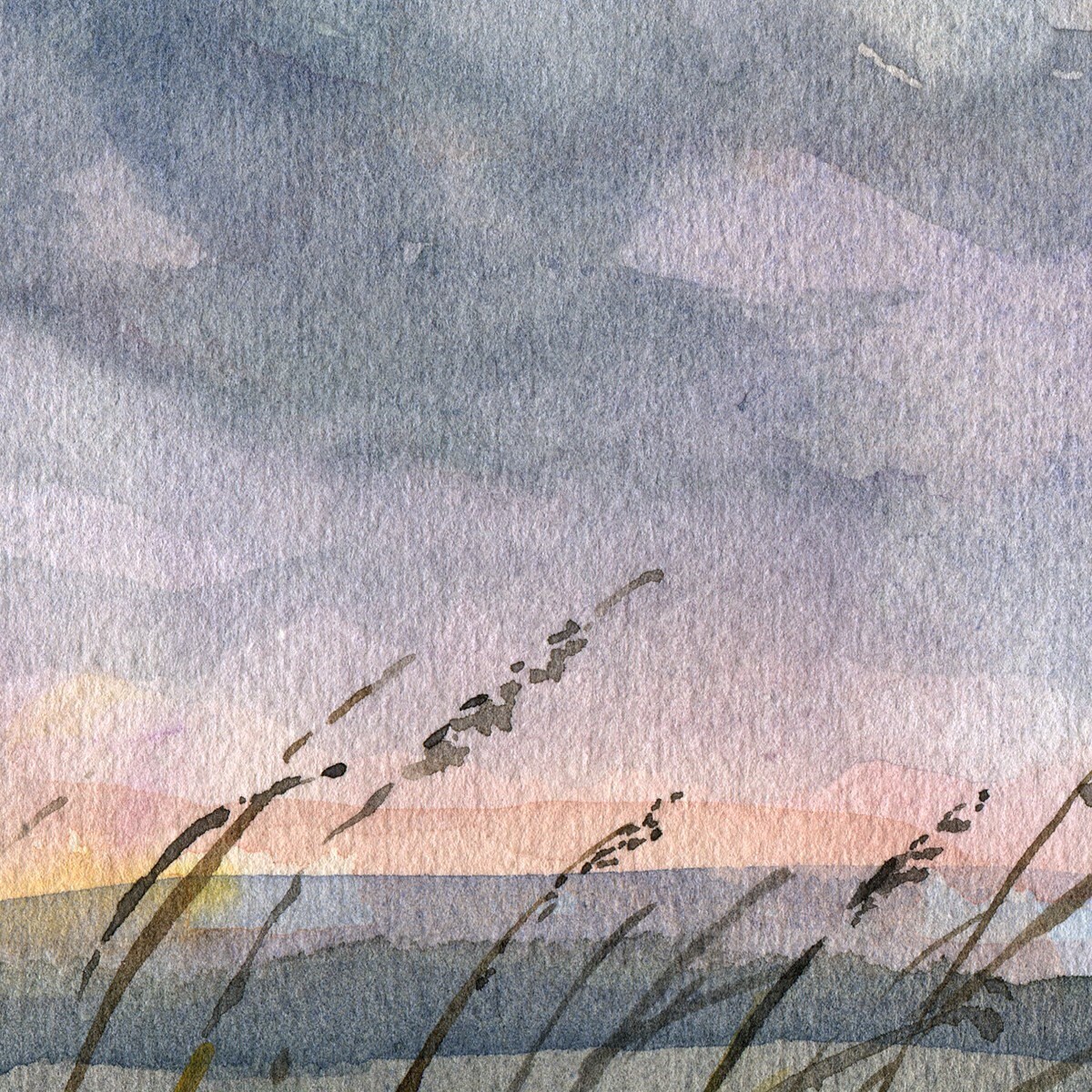 Watercolor Landscape- Prairie Sunset- Art Print - Etsy